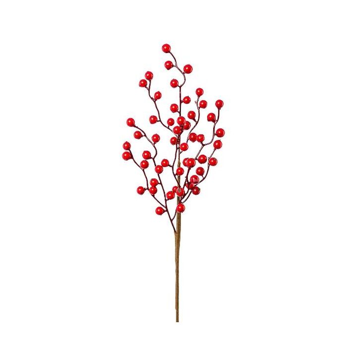 Deko Zweig Kartoffelrose GAVRON mit Hagebutten, rot, 45cm