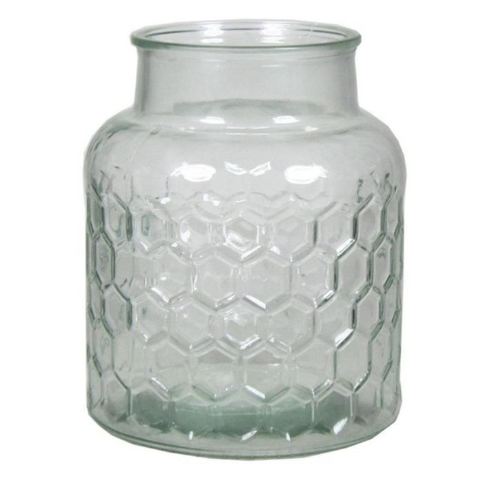 Blumenvase HAYES aus Glas, mit Wabenmuster, klar, 20cm, Ø18cm