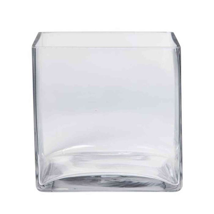Übertopf KUNO aus Glas, transparent, 16x16x16cm